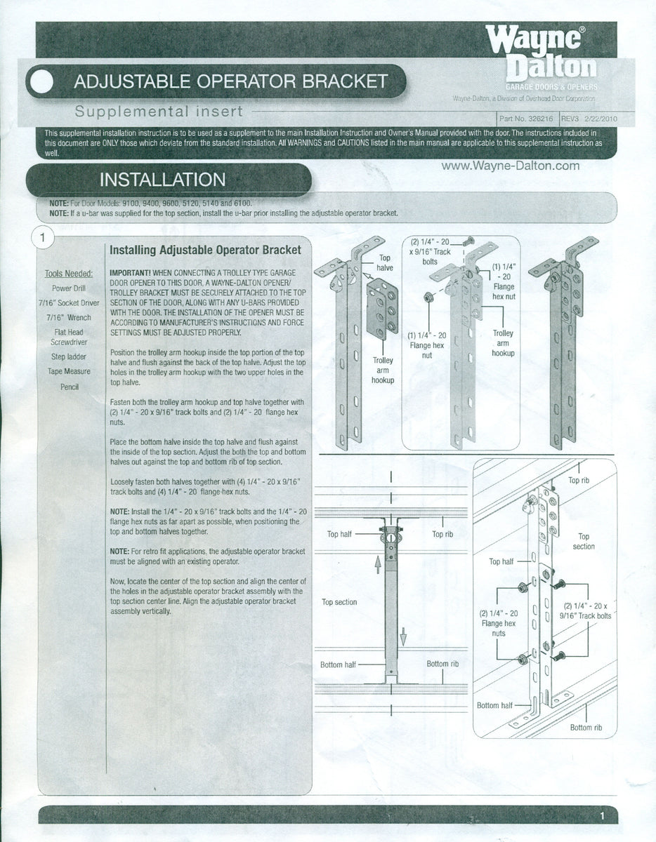 Wayne Dalton Operator Bracket 339621 – Homegarage.ca